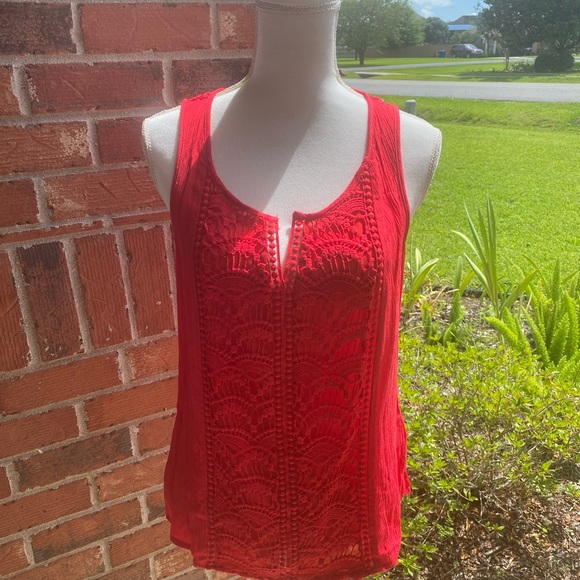Skies Are Blue | Tops | Red Gauze Material Ladies Top | Poshmark